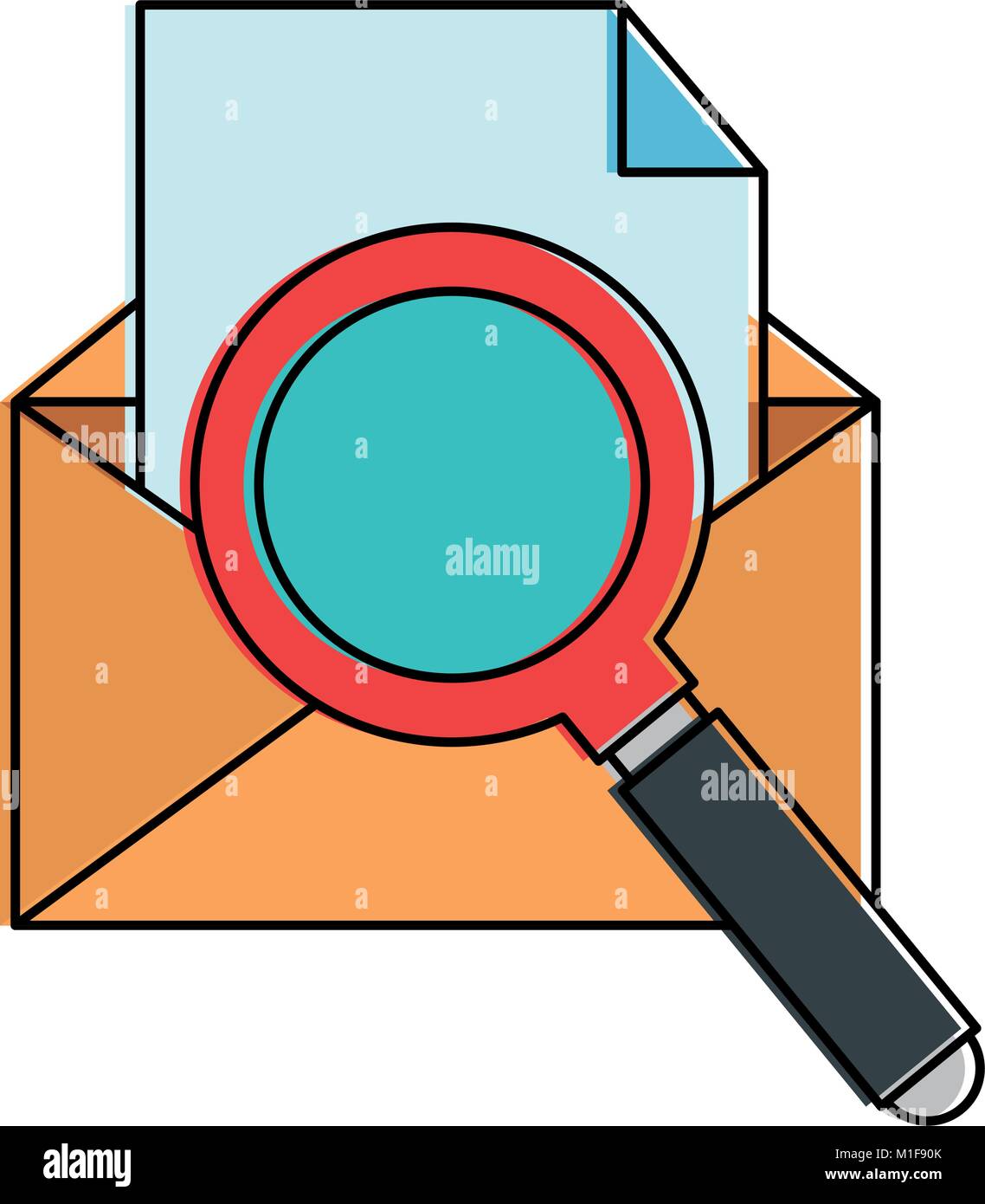envelope mail with magnifying glass vector illustration design Stock ...