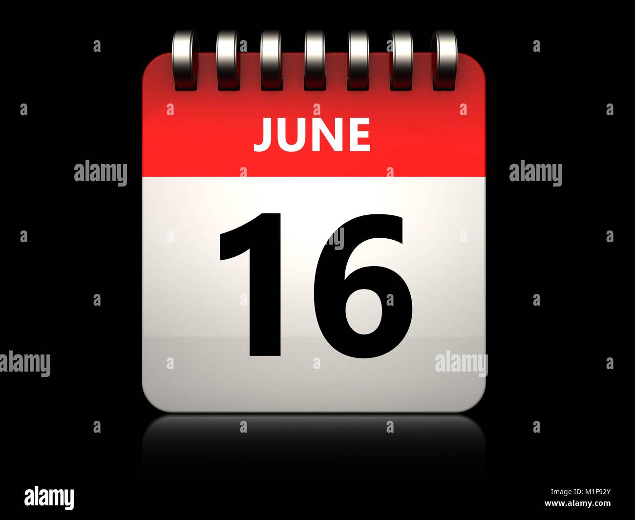 3d illustration of 16 june calendar over black background Stock Photo ...