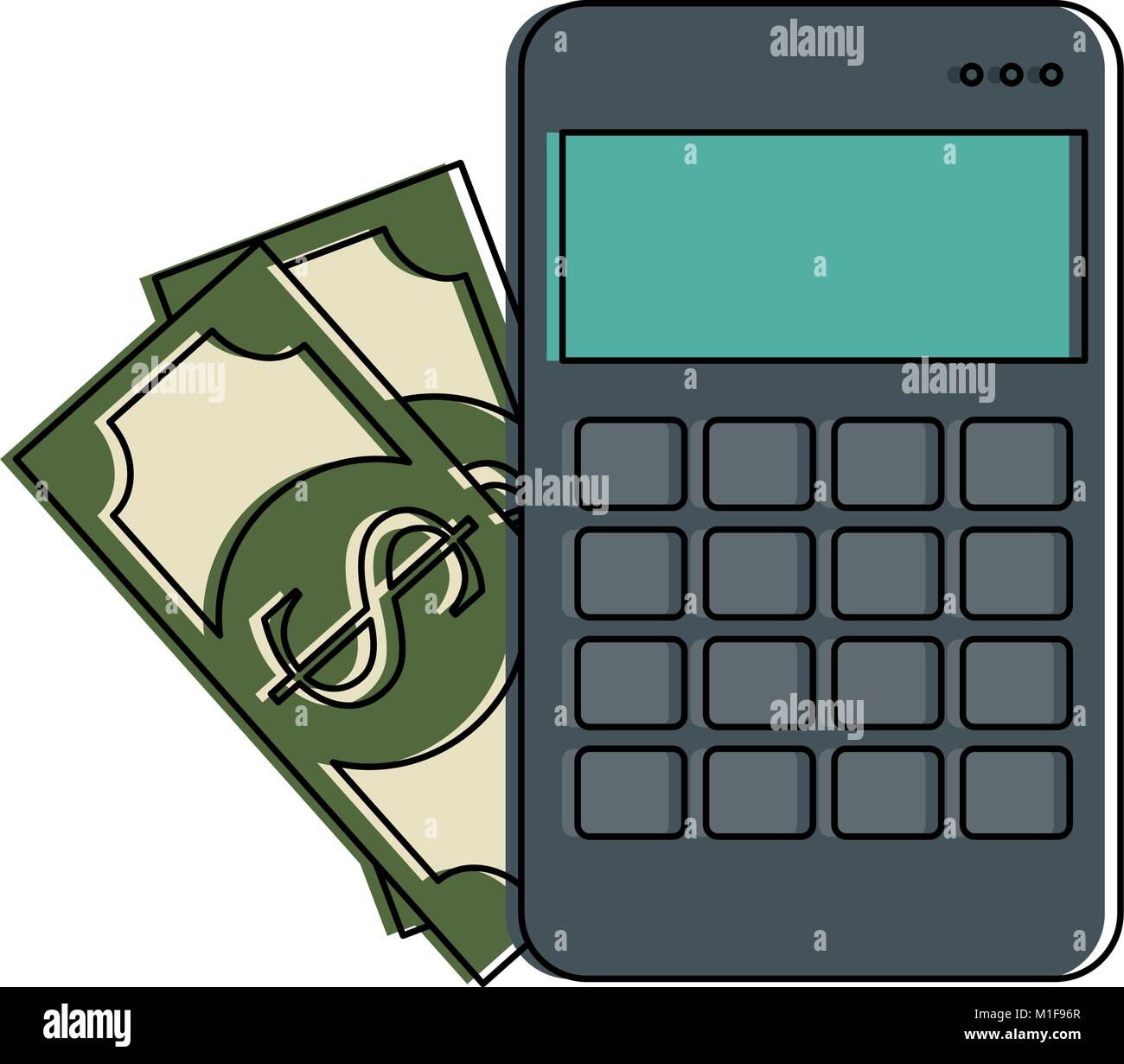calculator device with bills vector illustration design Stock Vector ...