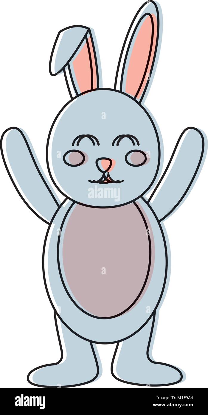 cute standing little bunny with hands up Stock Vector Image & Art - Alamy