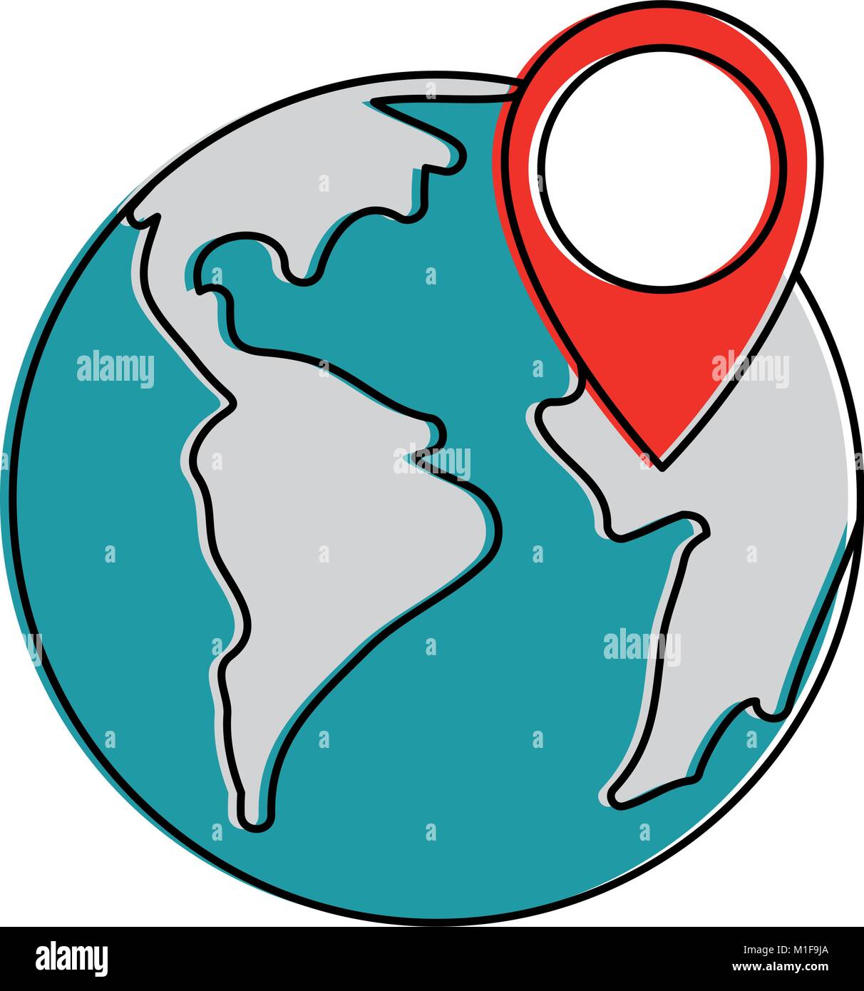 earth planet with pointer location vector illustration design Stock ...