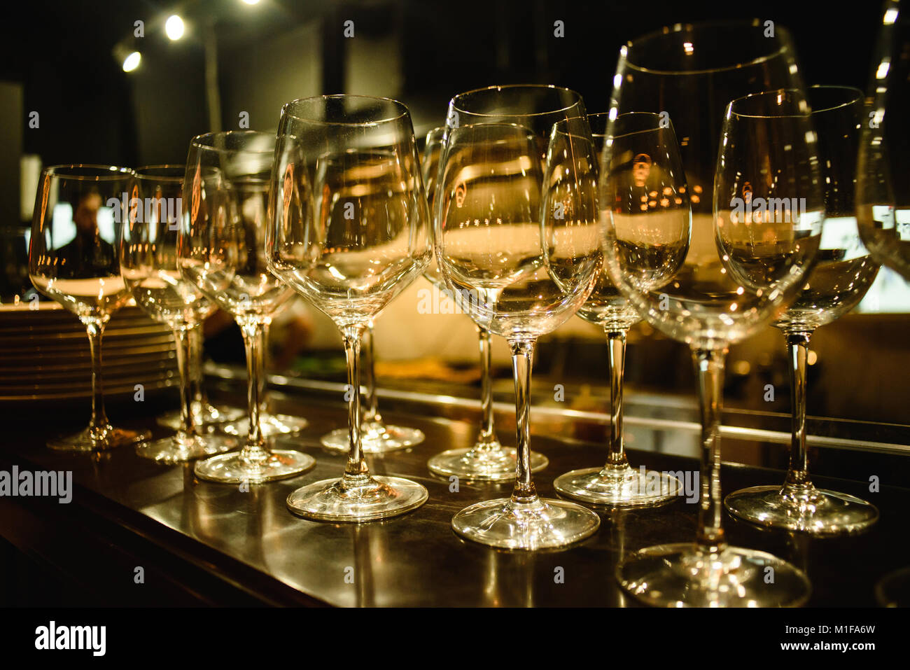 Alcohol bar, cocktail glass on bar counter, cocktail glass in a bar ...