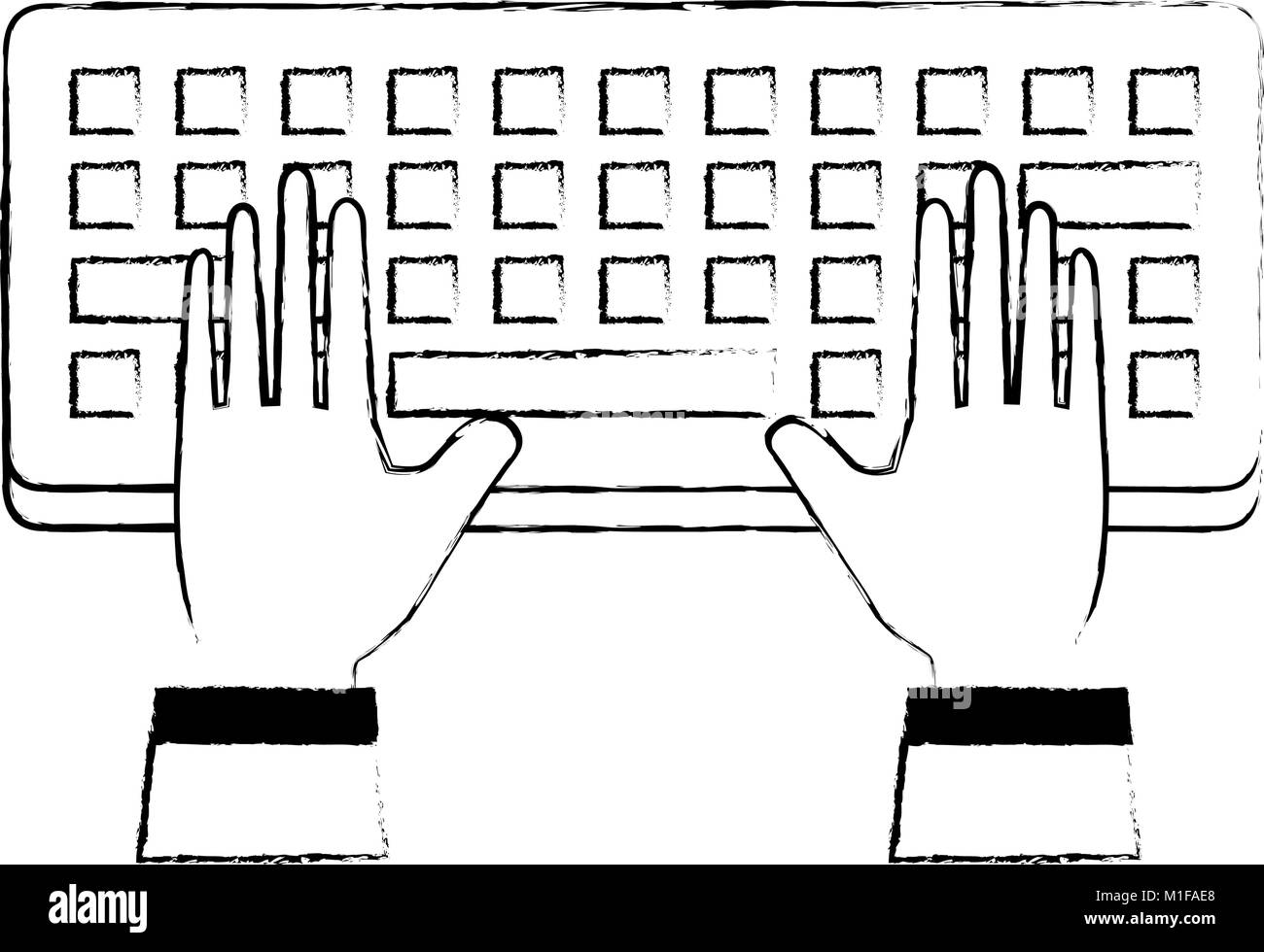 computer keyboard with hands user vector illustration design Stock ...