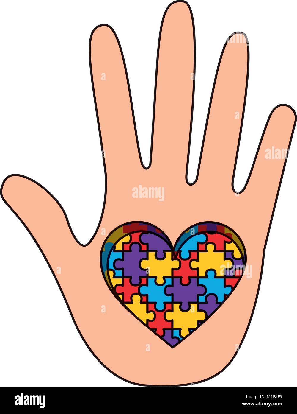 hand with puzzle heart autism symbol Stock Vector Image & Art - Alamy