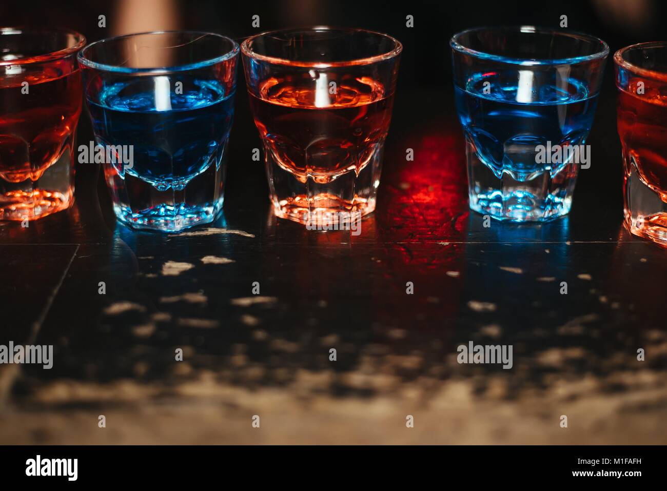 Alcohol bar, cocktail glass on bar counter, cocktail glass in a bar ...