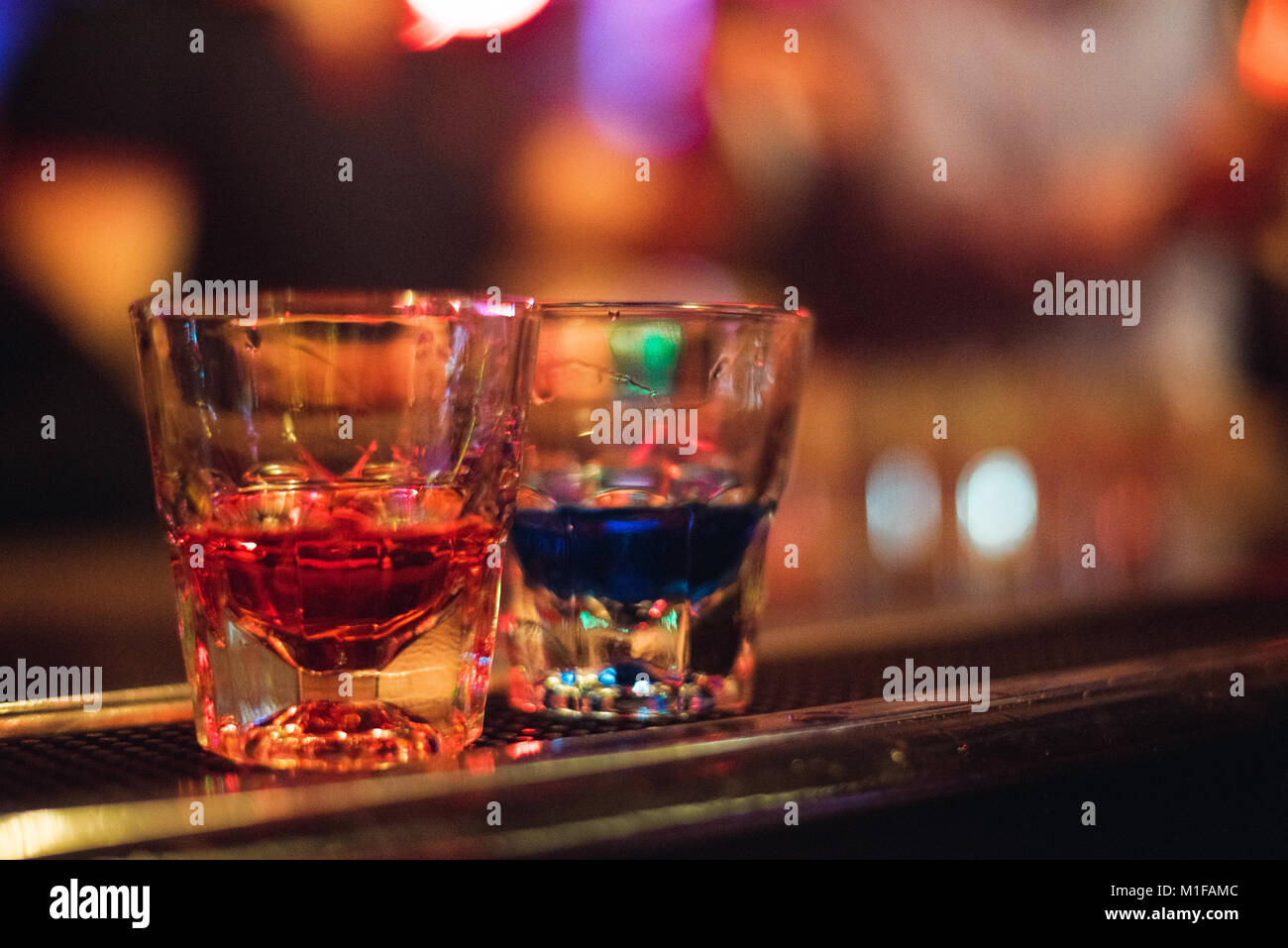 Alcohol bar, cocktail glass on bar counter, cocktail glass in a bar ...