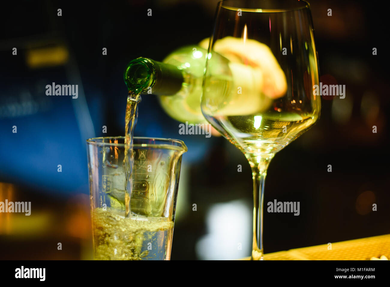 Alcohol bar, cocktail glass on bar counter, cocktail glass in a bar ...