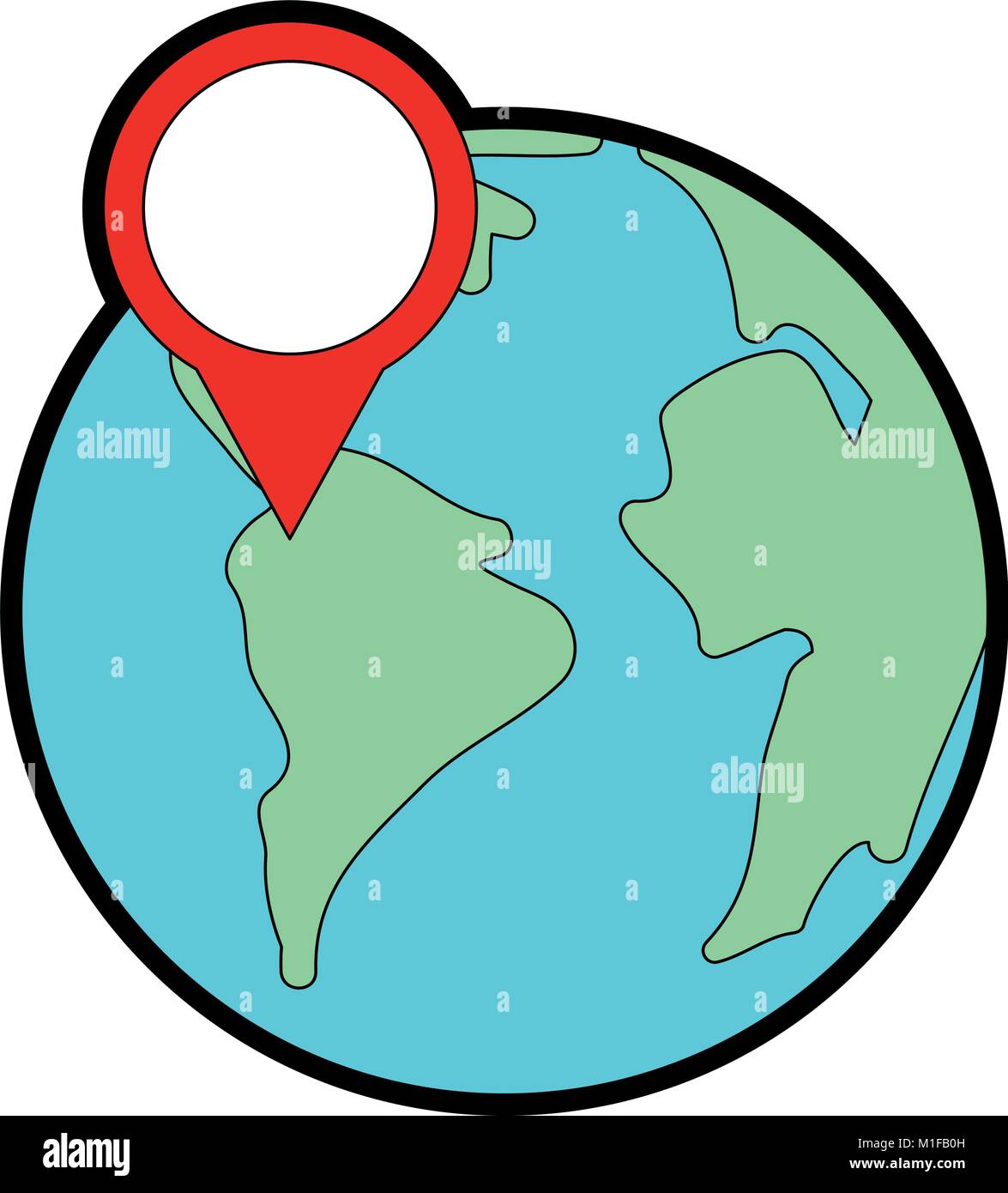 earth planet with pointer location vector illustration design Stock ...