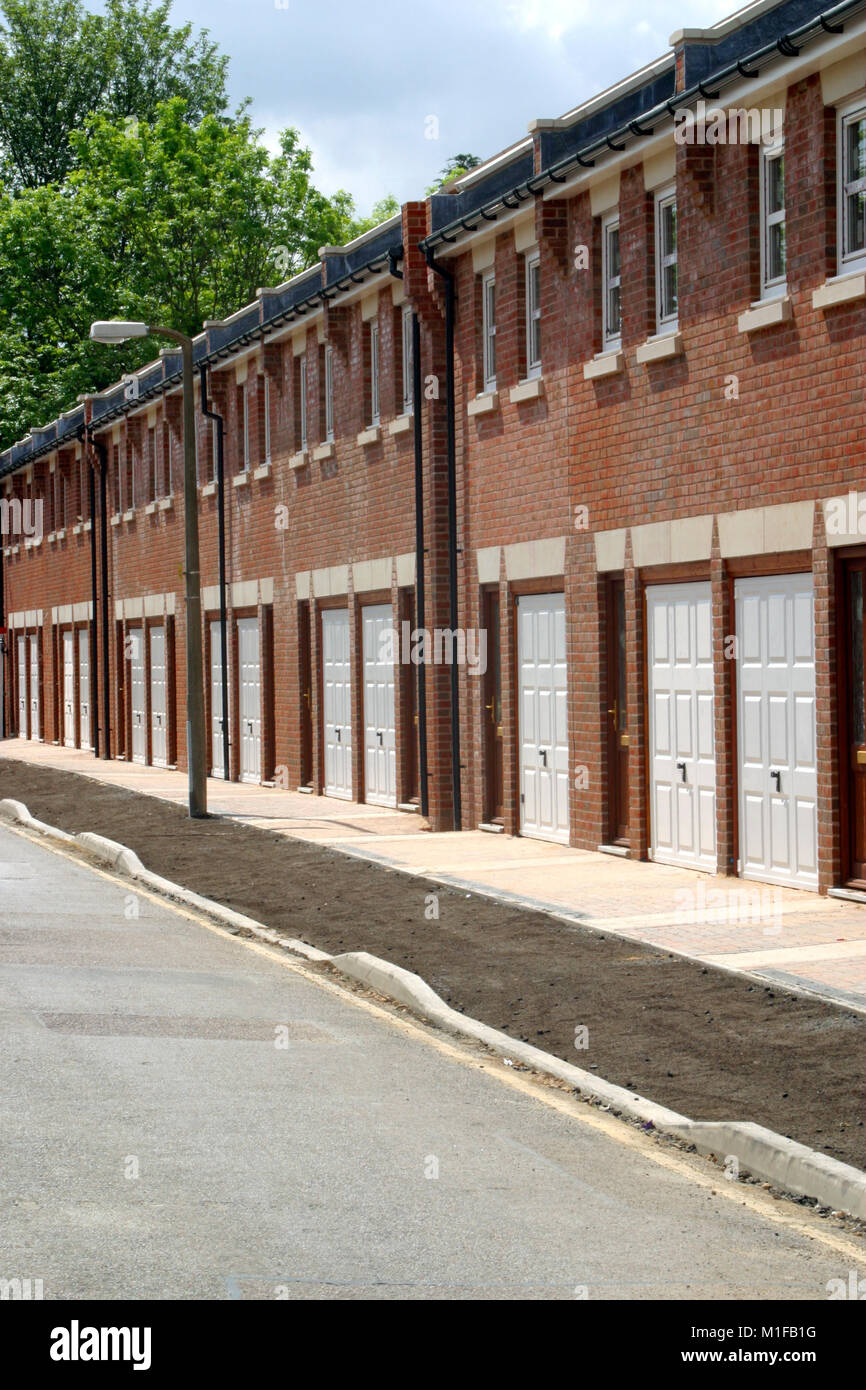 Terraced housing property development nearing completion Stock Photo ...