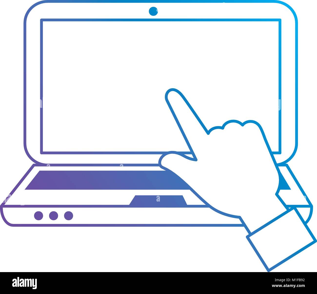 laptop computer with hand human Stock Vector Image & Art - Alamy