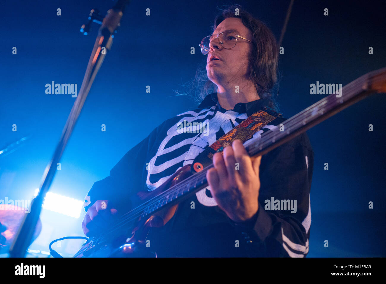 Norway, Bergen – June 16, 2017. Bass player Dan Horne of Cass McCombs ...
