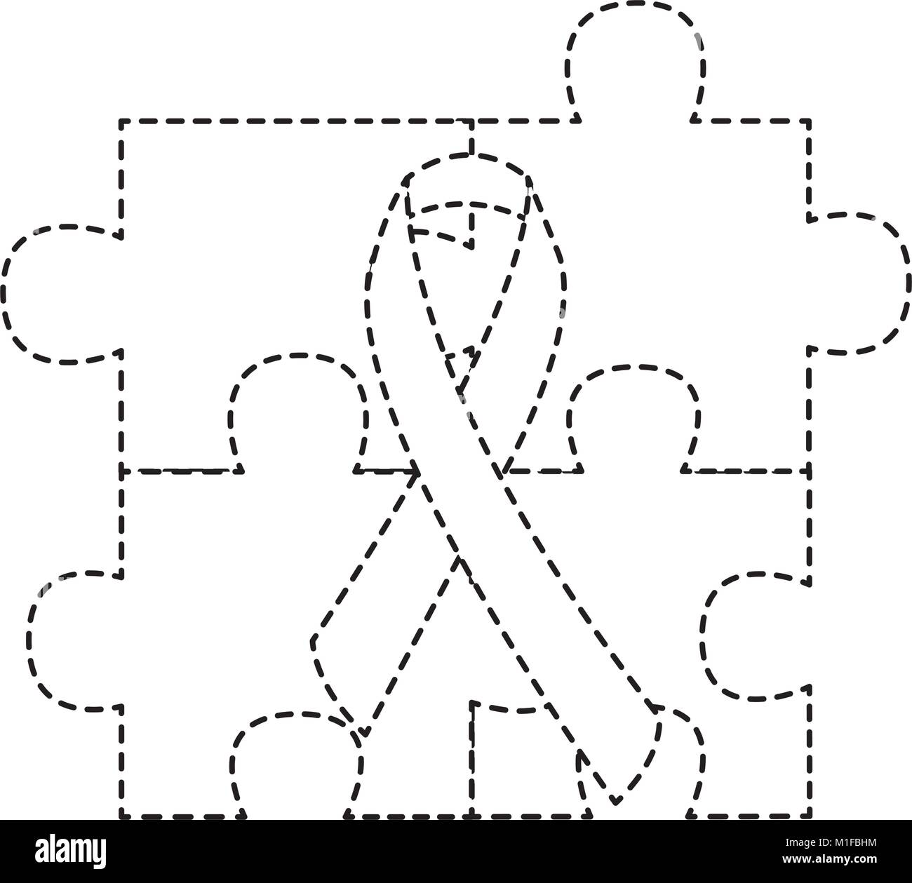four pieces puzzle and ribbon symbol Stock Vector Image & Art - Alamy