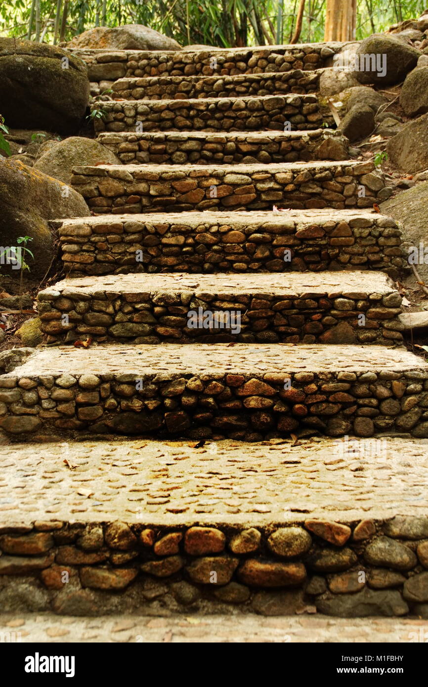 Stone staircase leading up a walkway in Thailand Stock Photo - Alamy