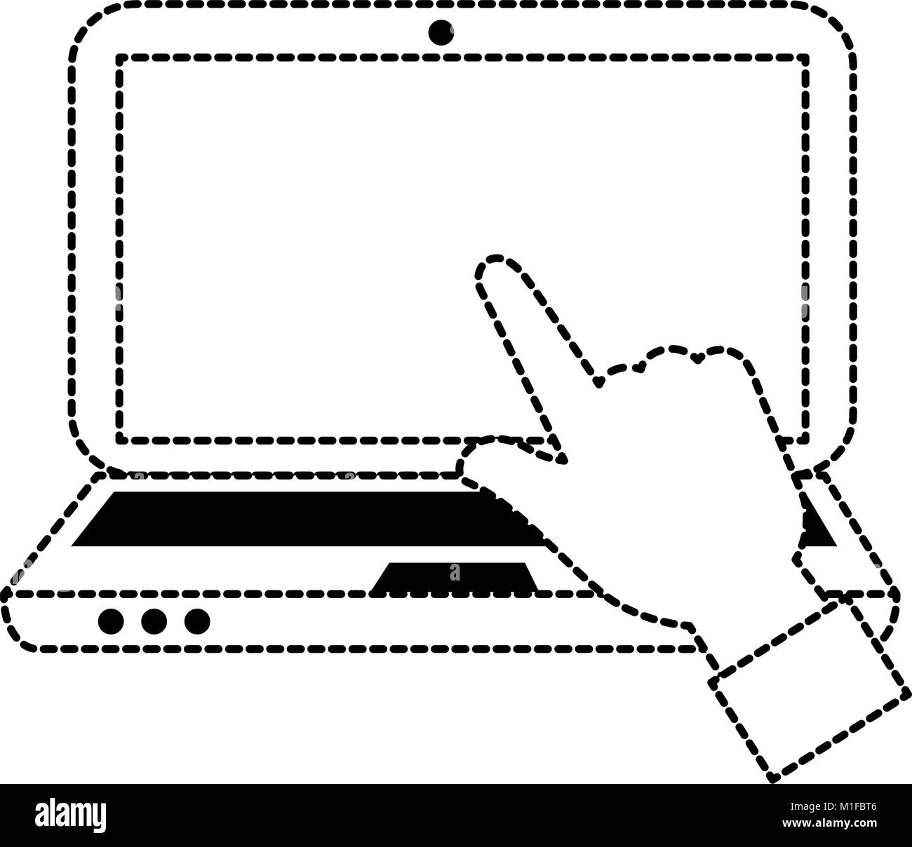 laptop computer with hand human Stock Vector Image & Art - Alamy