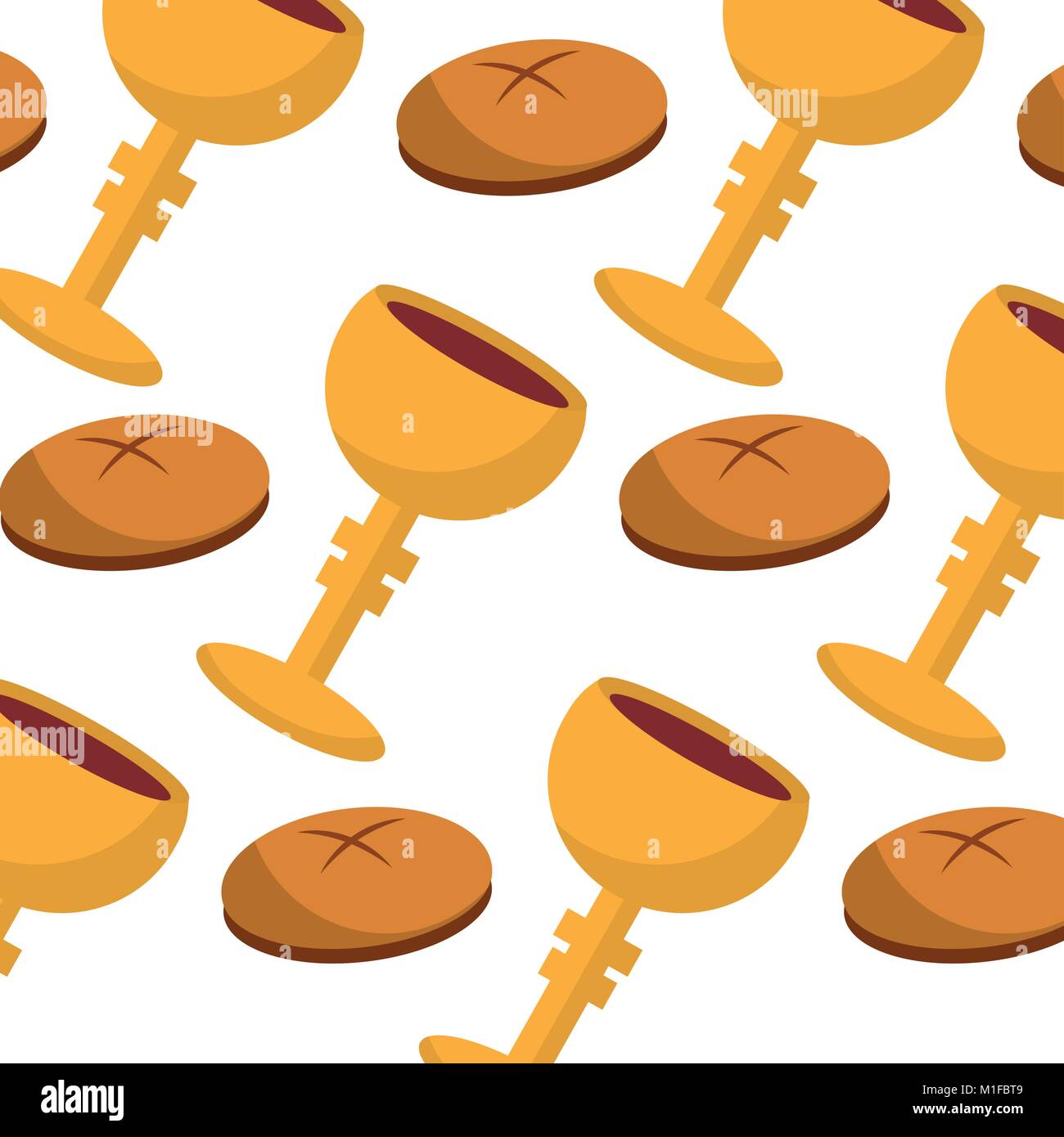 seamless pattern christianity religious grail and bread Stock Vector ...