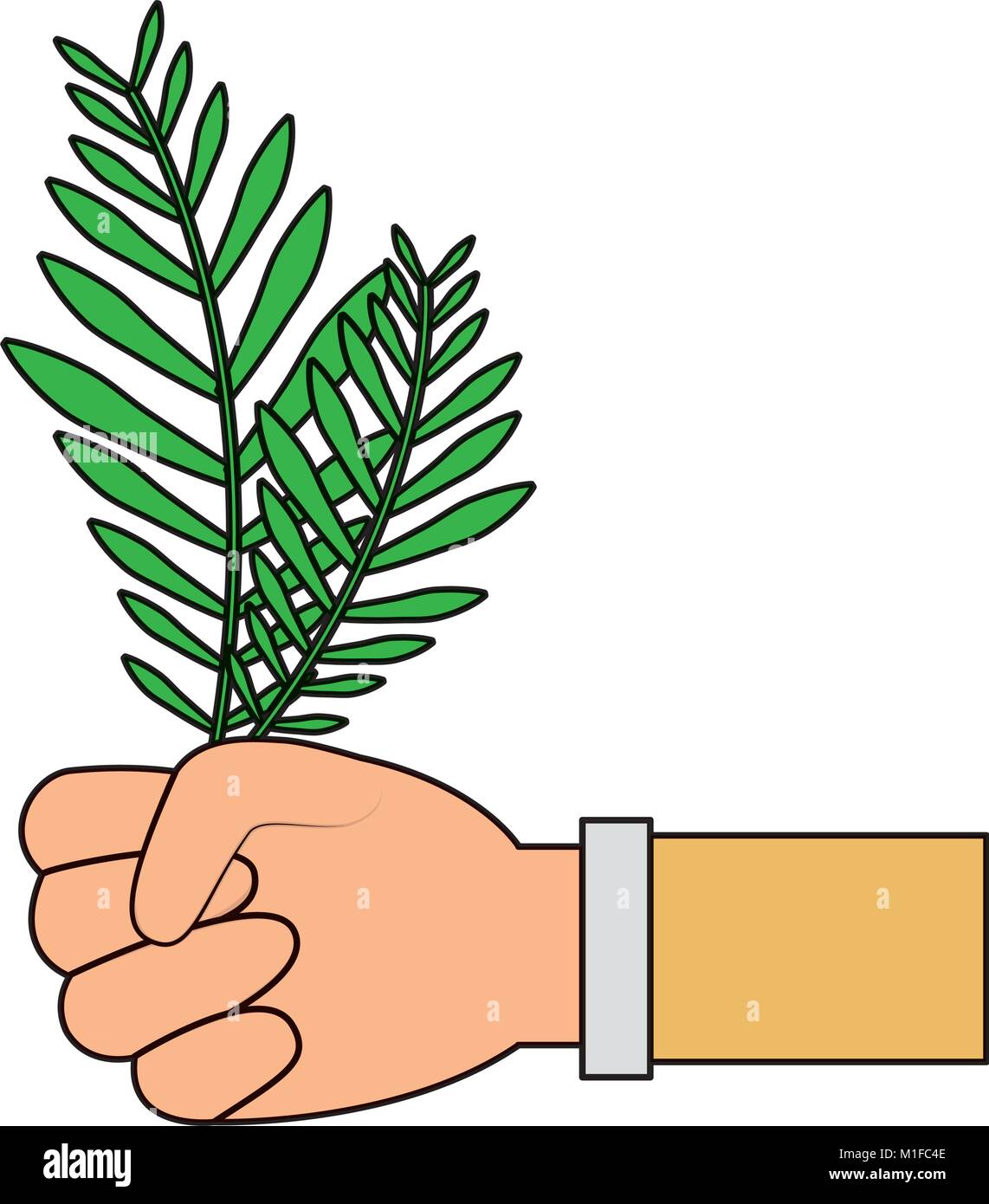 hands holding leaves palm traditional Stock Vector Image & Art - Alamy
