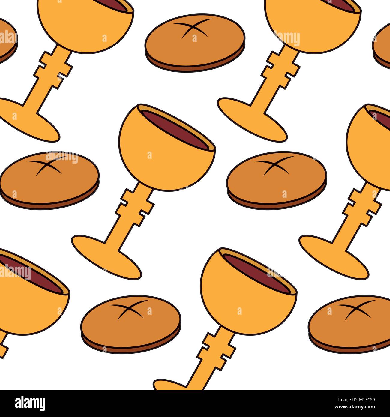 seamless pattern christianity religious grail and bread Stock Vector ...