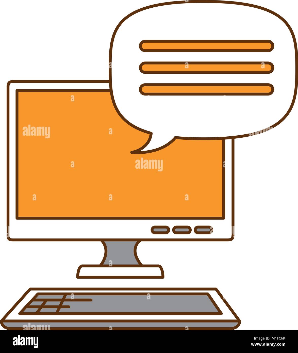 desktop computer with speech bubble Stock Vector Image & Art - Alamy