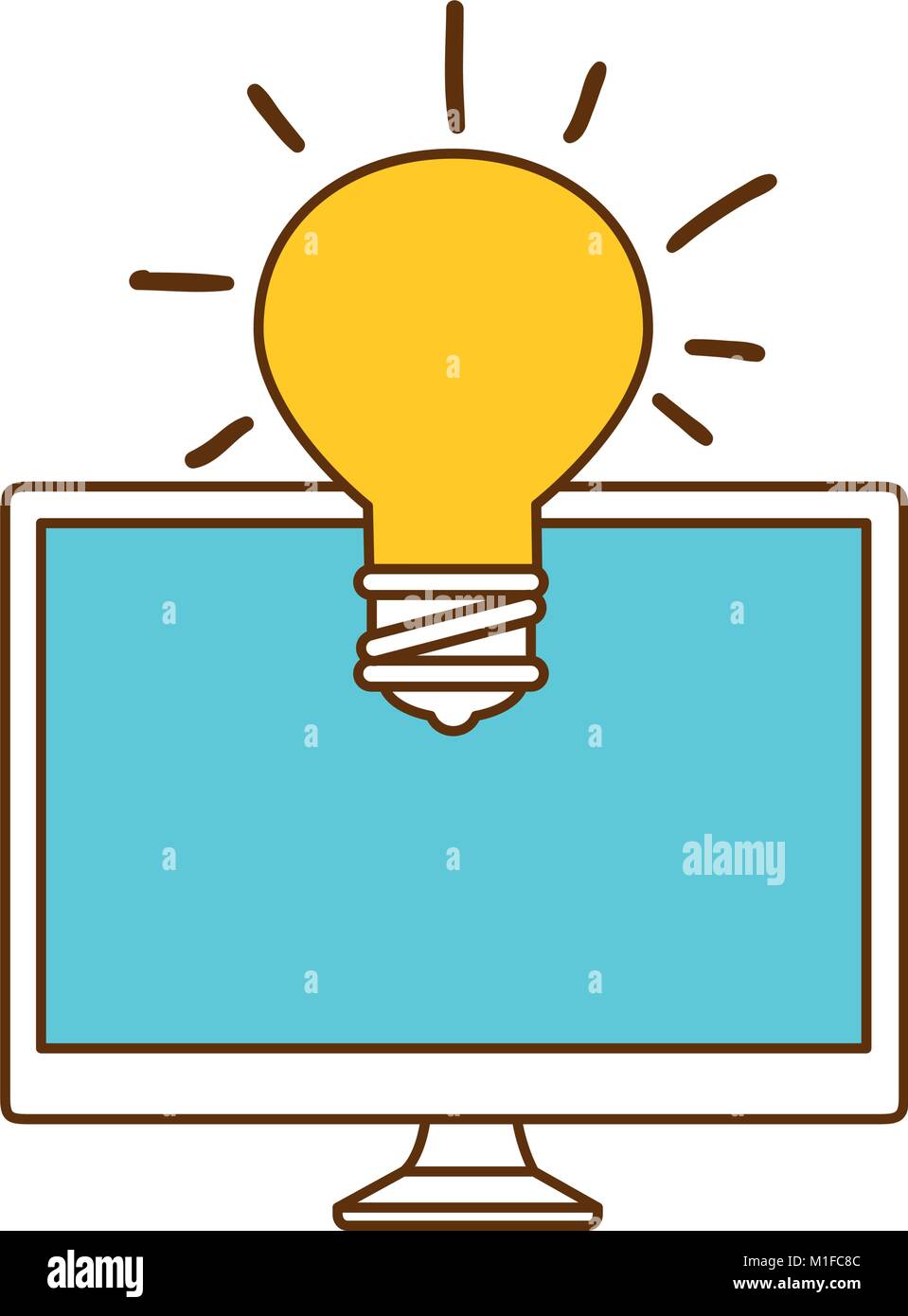 monitor computer with bulb Stock Vector Image & Art - Alamy