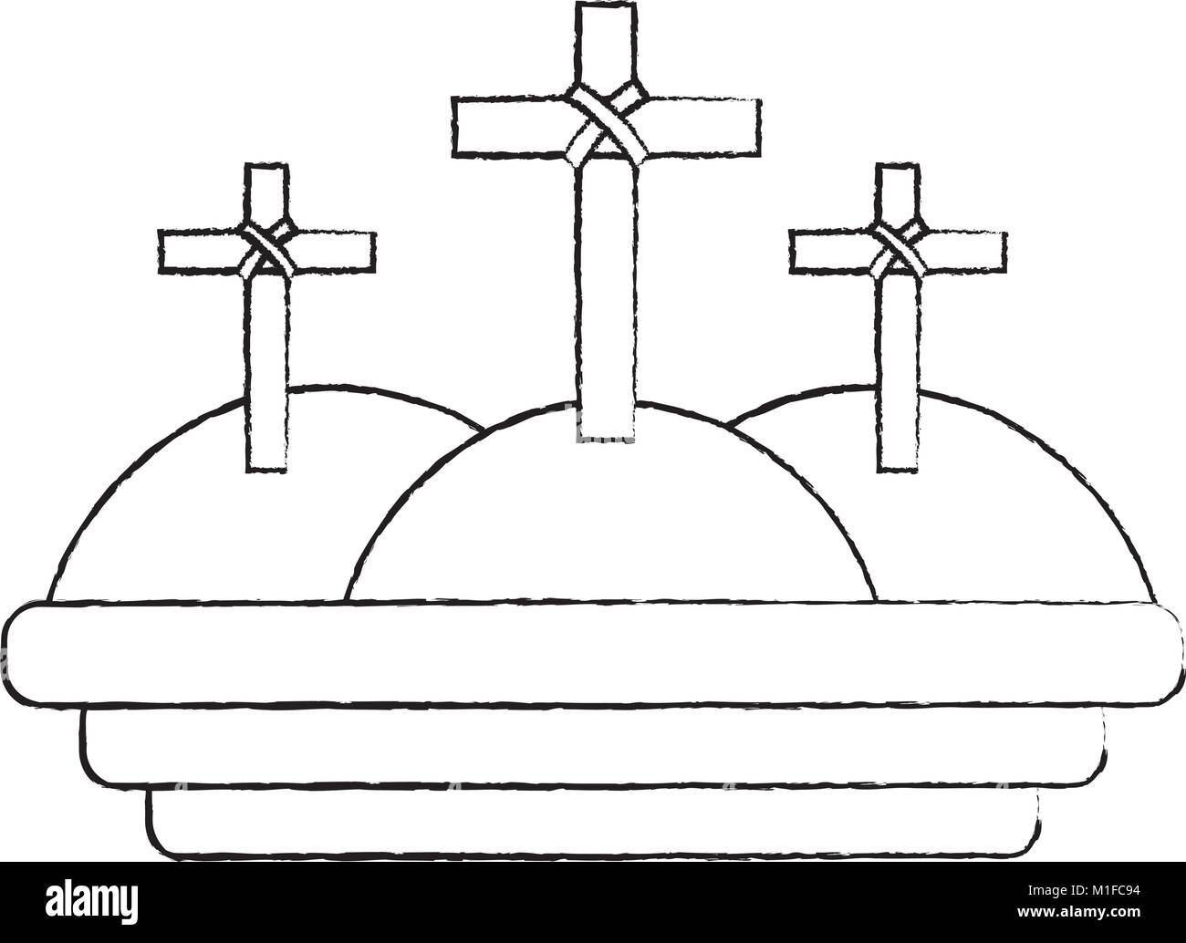 three crosses in the mountain religious scene Stock Vector Image & Art ...