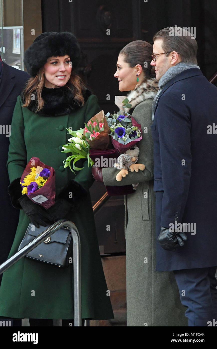 The Duchess of Cambridge, accompanied by Crown Princess Victoria and ...