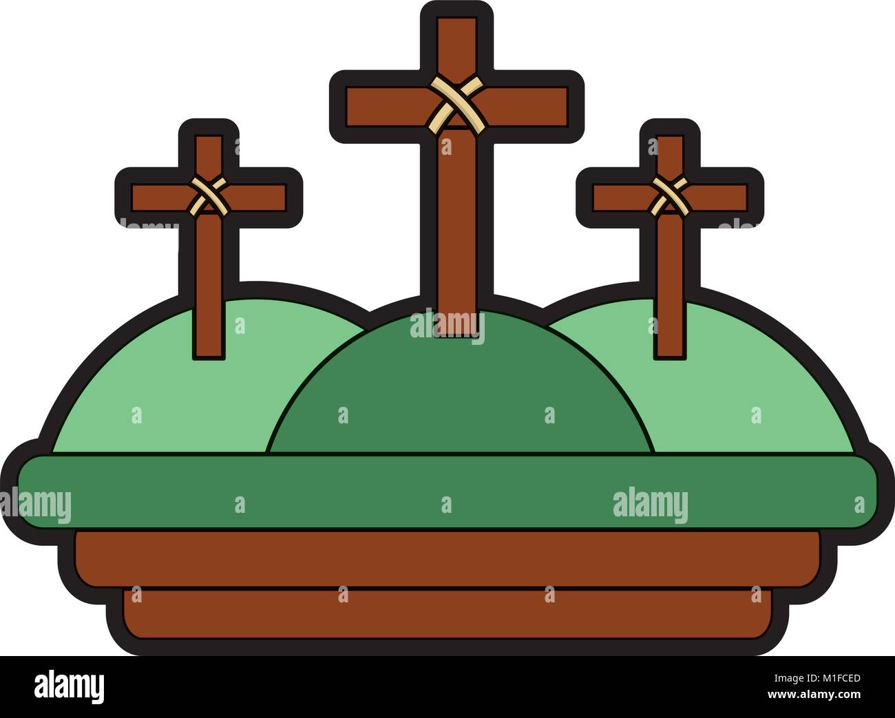 three crosses in the mountain religious scene Stock Vector Image & Art ...