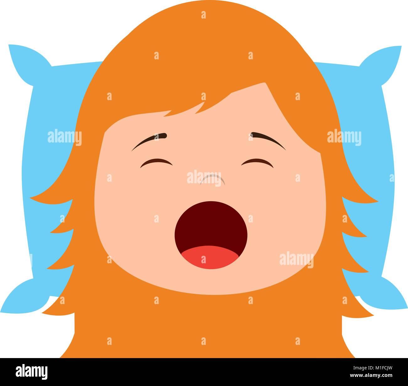 little girl yawning with head on pillow Stock Vector Image & Art - Alamy