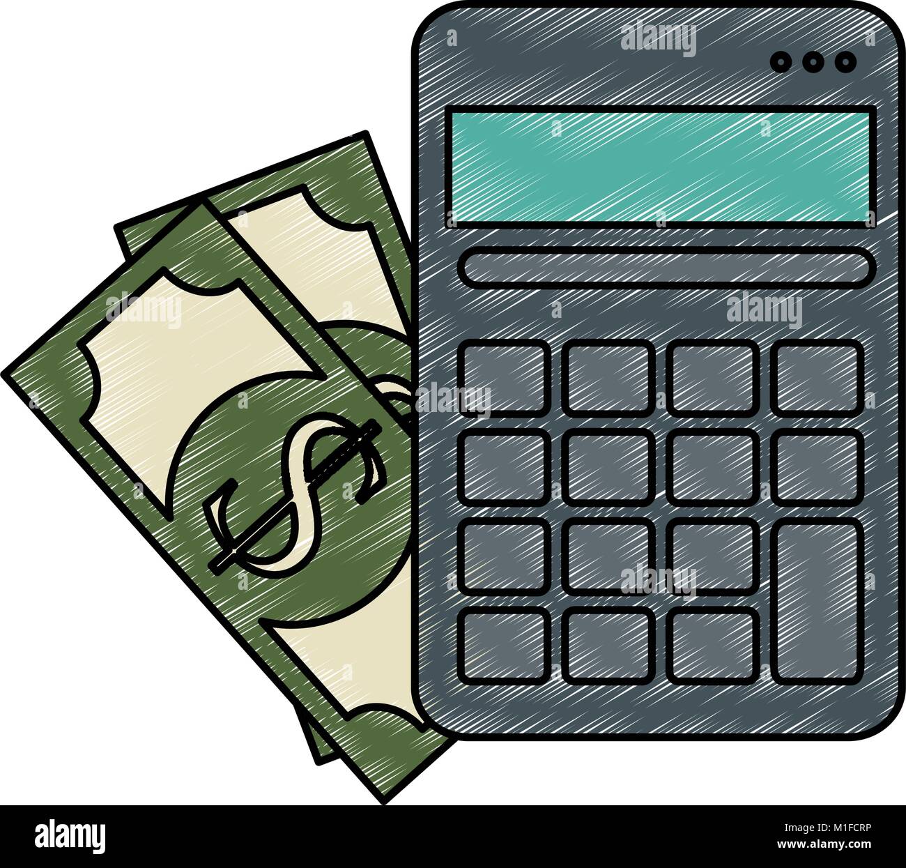 calculator device with bills Stock Vector Image & Art - Alamy