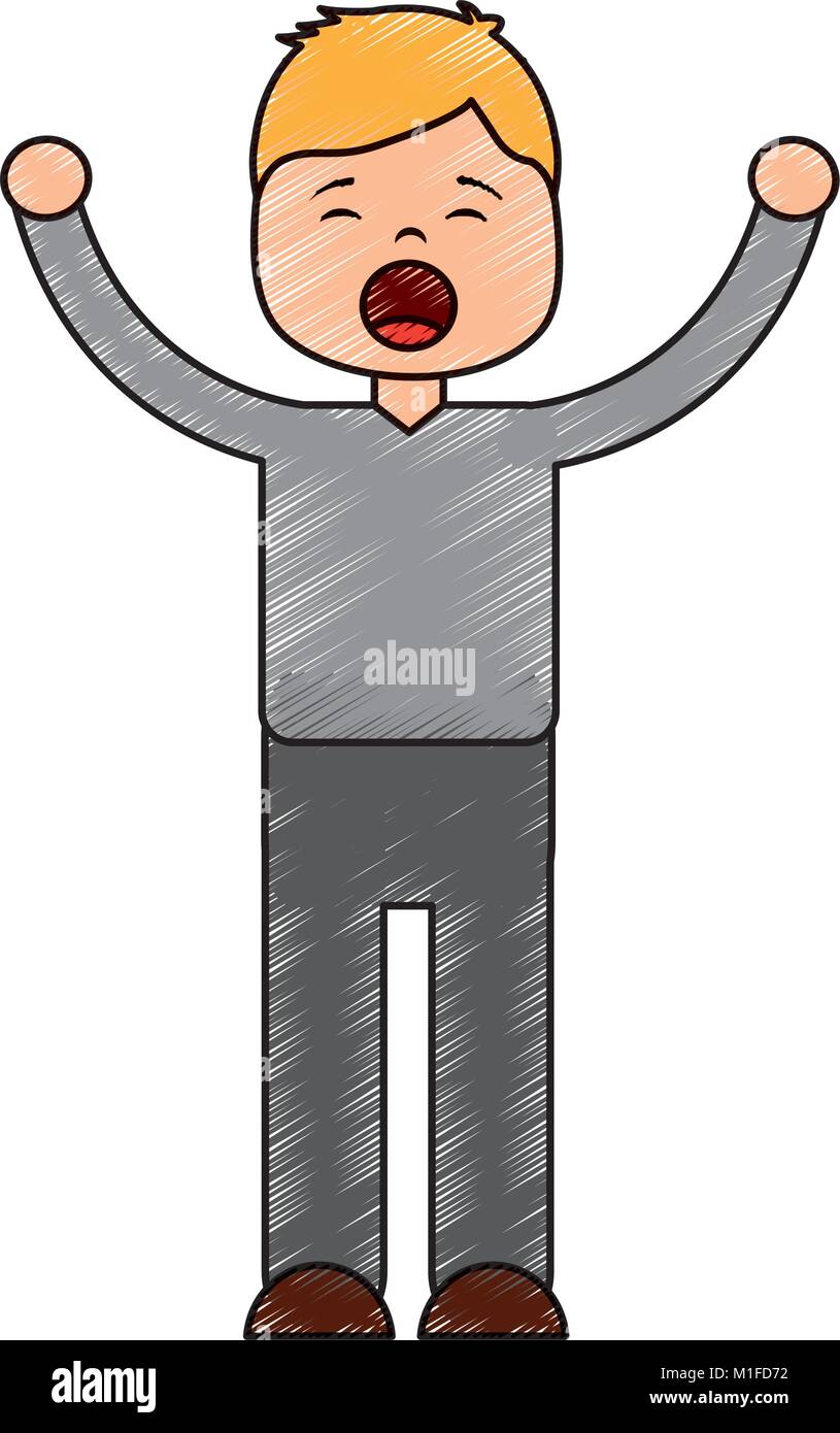 Boy Yawning And Stretching