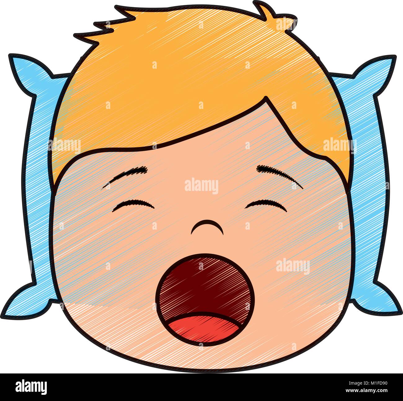 young boy with head in pillow yawning Stock Vector Image & Art - Alamy