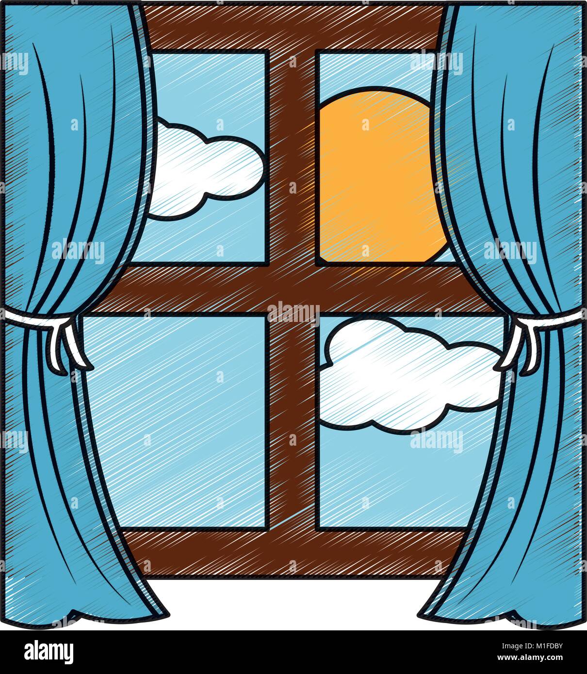 Window beautiful curtains open Stock Vector Images - Alamy