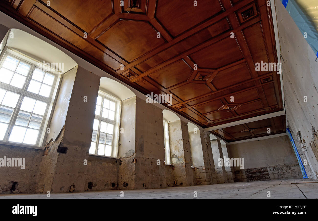 Construction work taking place in the mess hall of the convent wing of ...