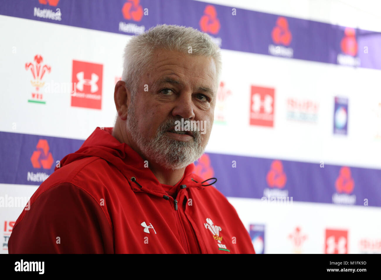 Cardiff, UK. 30th Jan, 2018. Warren Gatland, the Wales rugby team head ...