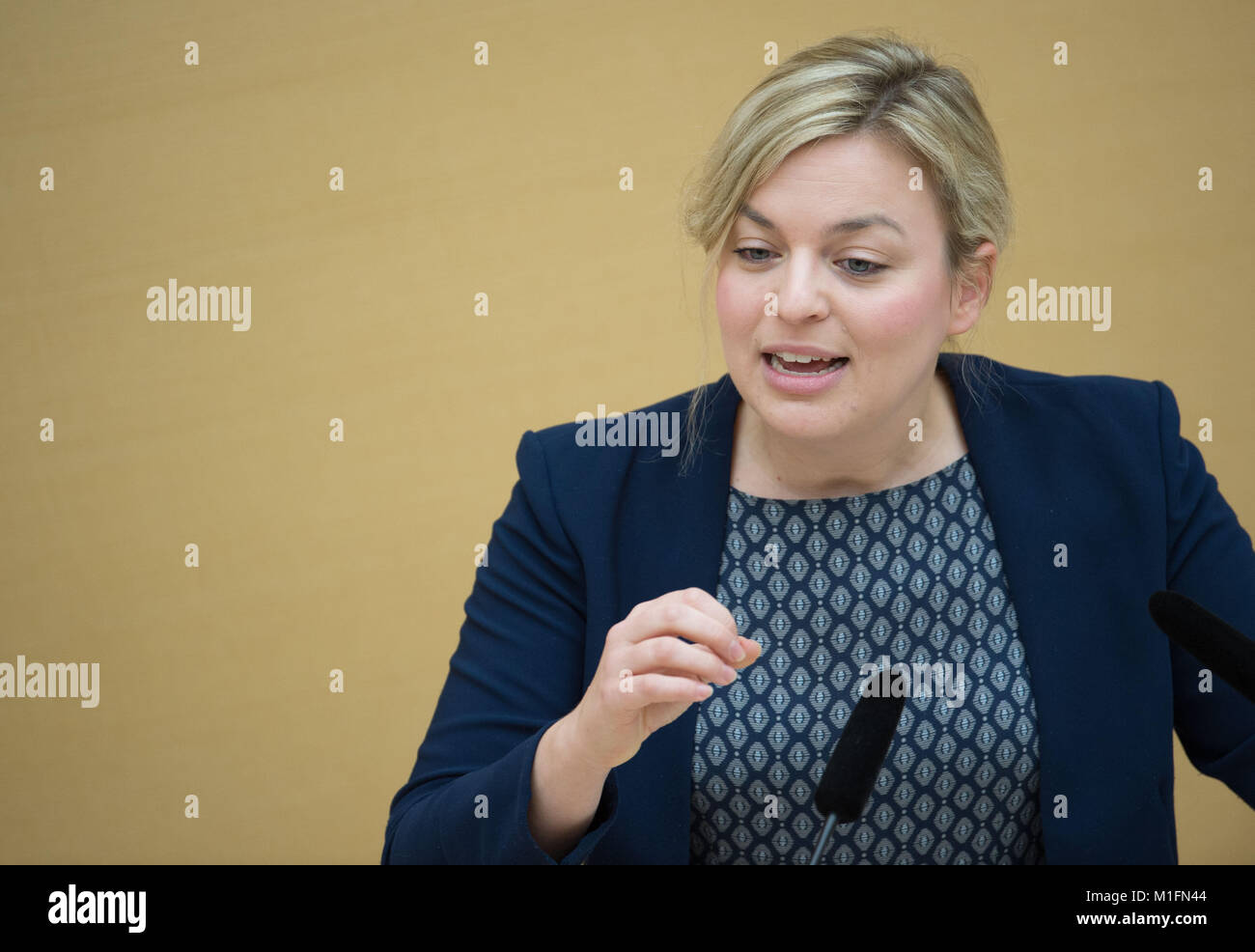 Katharina Schulze of the Alliance 90/The Greens speaking at the 122nd ...