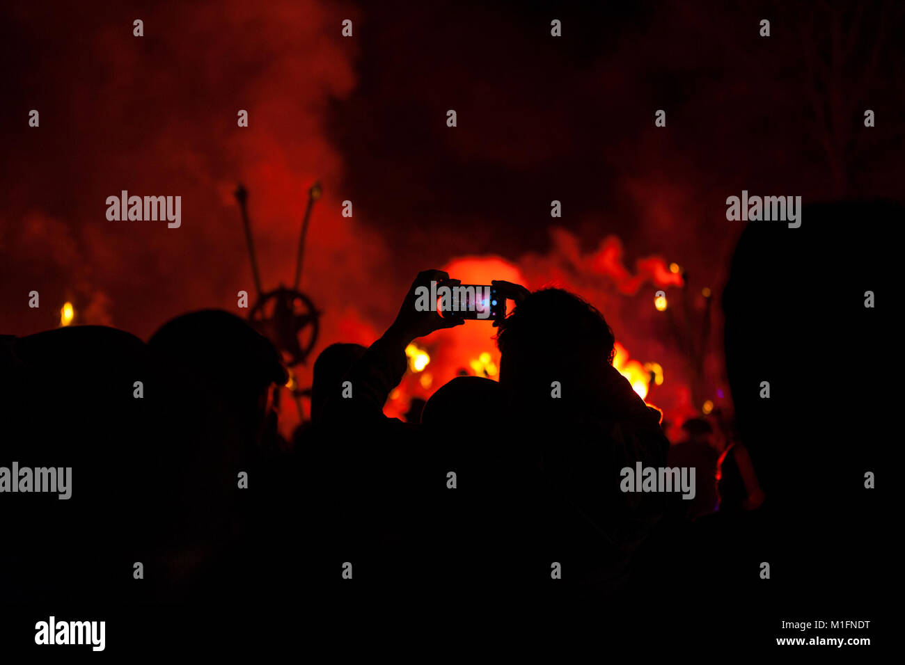 Burning an effigy of donald trump and Kim Jong-un. Bonfire night rye ...