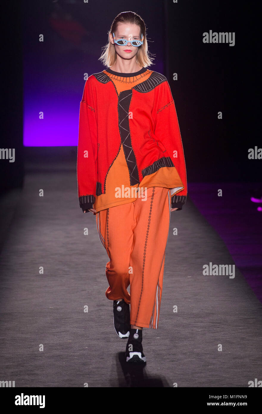 Barcelona, Spain. 30th January, 2018. A model showcases designs by ...