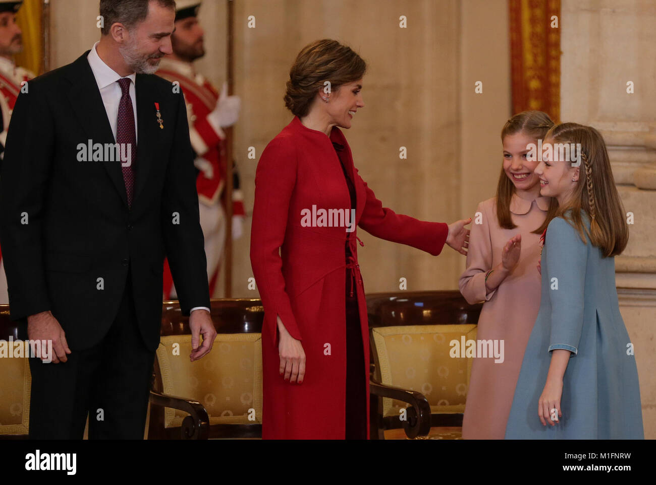 Spanish Kings Felipe VI (on his 50 birthday) and Letizia Ortiz with ...