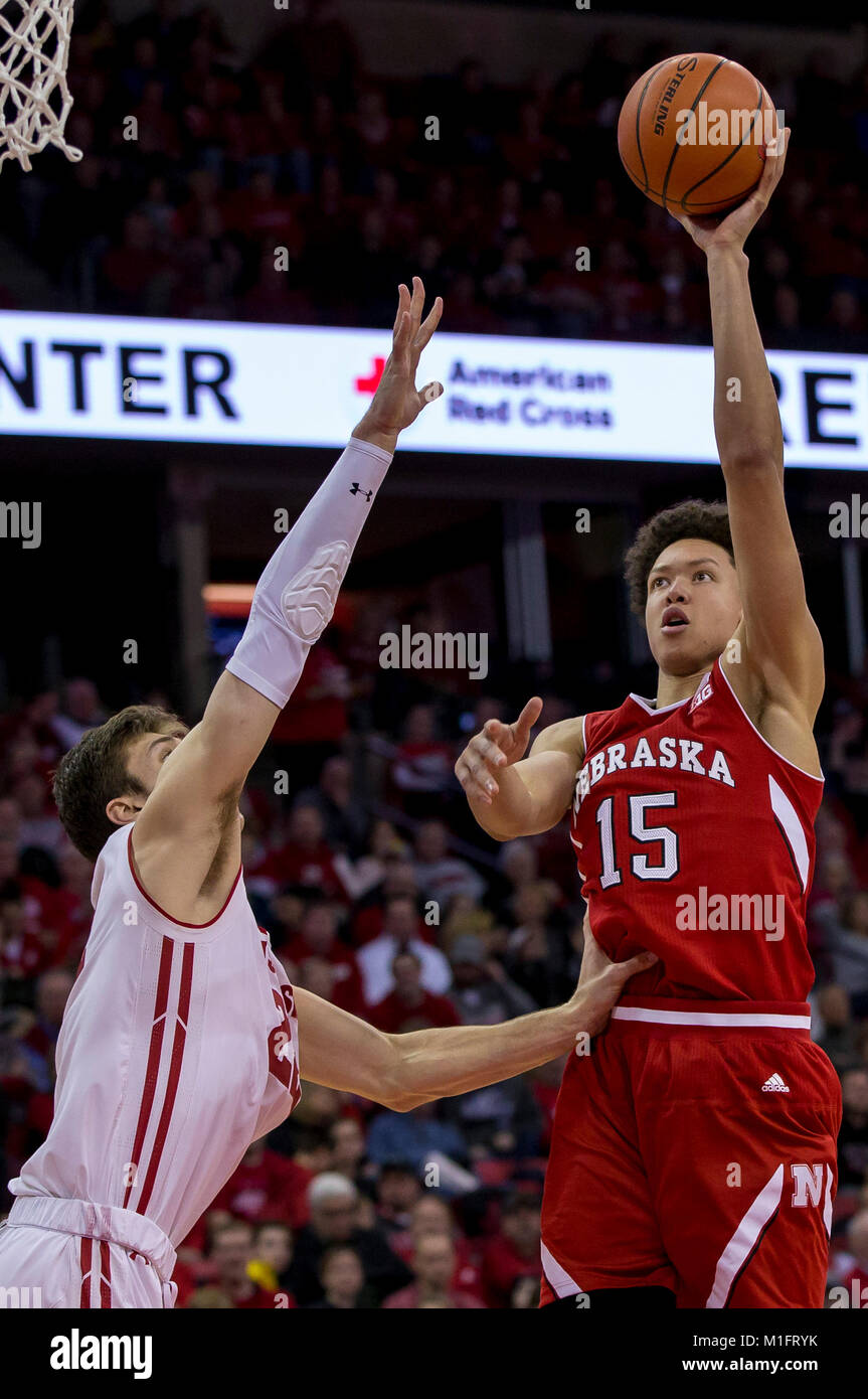 Madison, WI, USA. 29th Jan, 2018. Nebraska Cornhuskers forward Isaiah ...