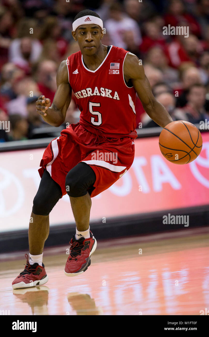 Madison, WI, USA. 29th Jan, 2018. Nebraska Cornhuskers guard Glynn ...