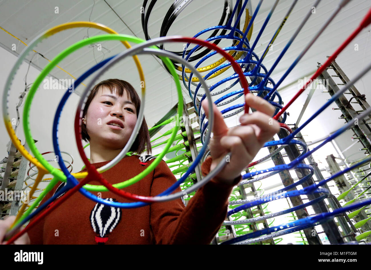 January 30, 2018 - Lianyungan, Lianyungan, China - A worker at a racket ...