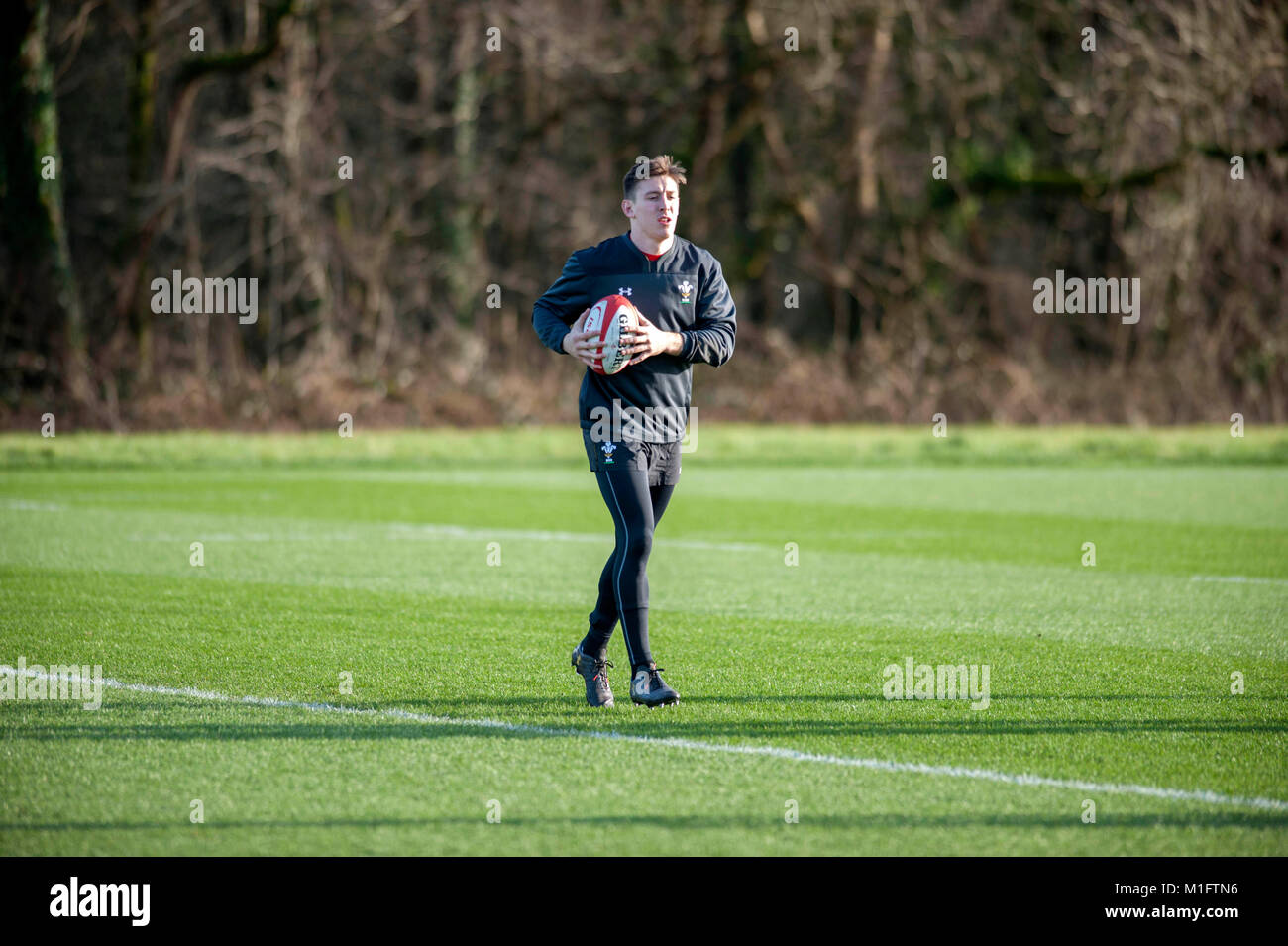 Cardiff, UK. 30th Jan, 2018. Josh Adams during Welsh rugby training at ...