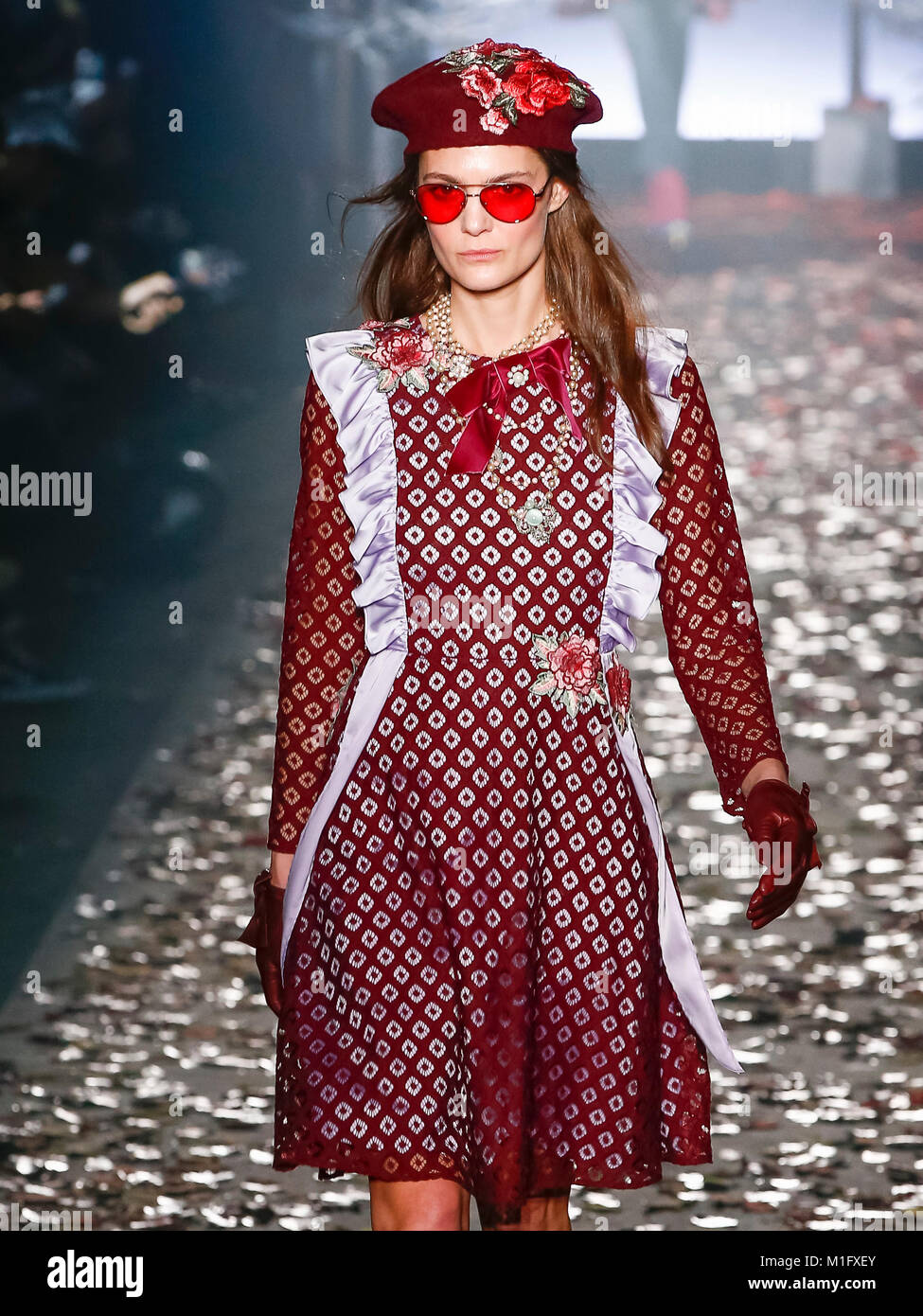 Barcelona, Spain. 30th Jan, 2018. Model wears at collection runway a ...