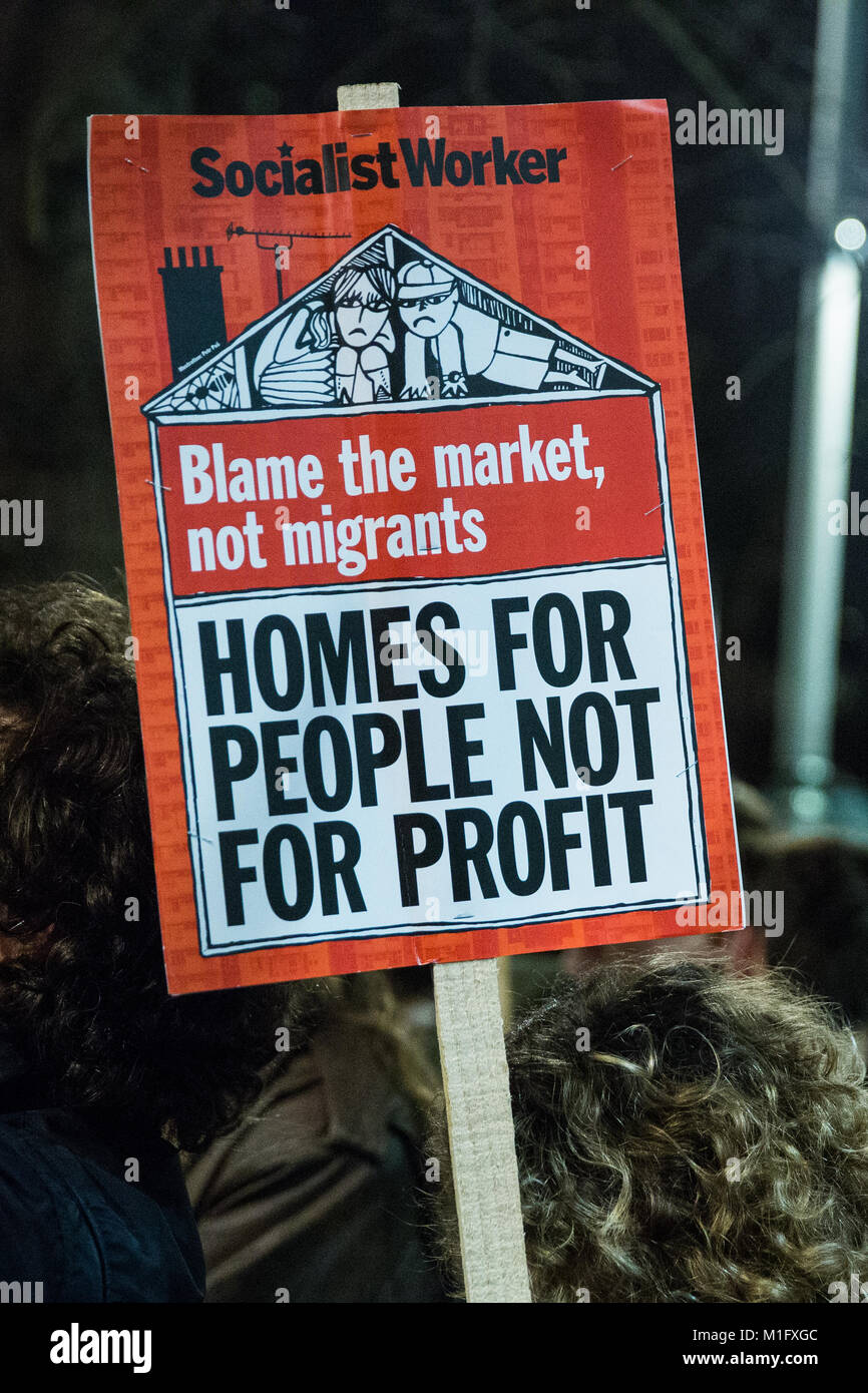 London, UK. 30th Jan, 2018. Social housing activists, students and ...
