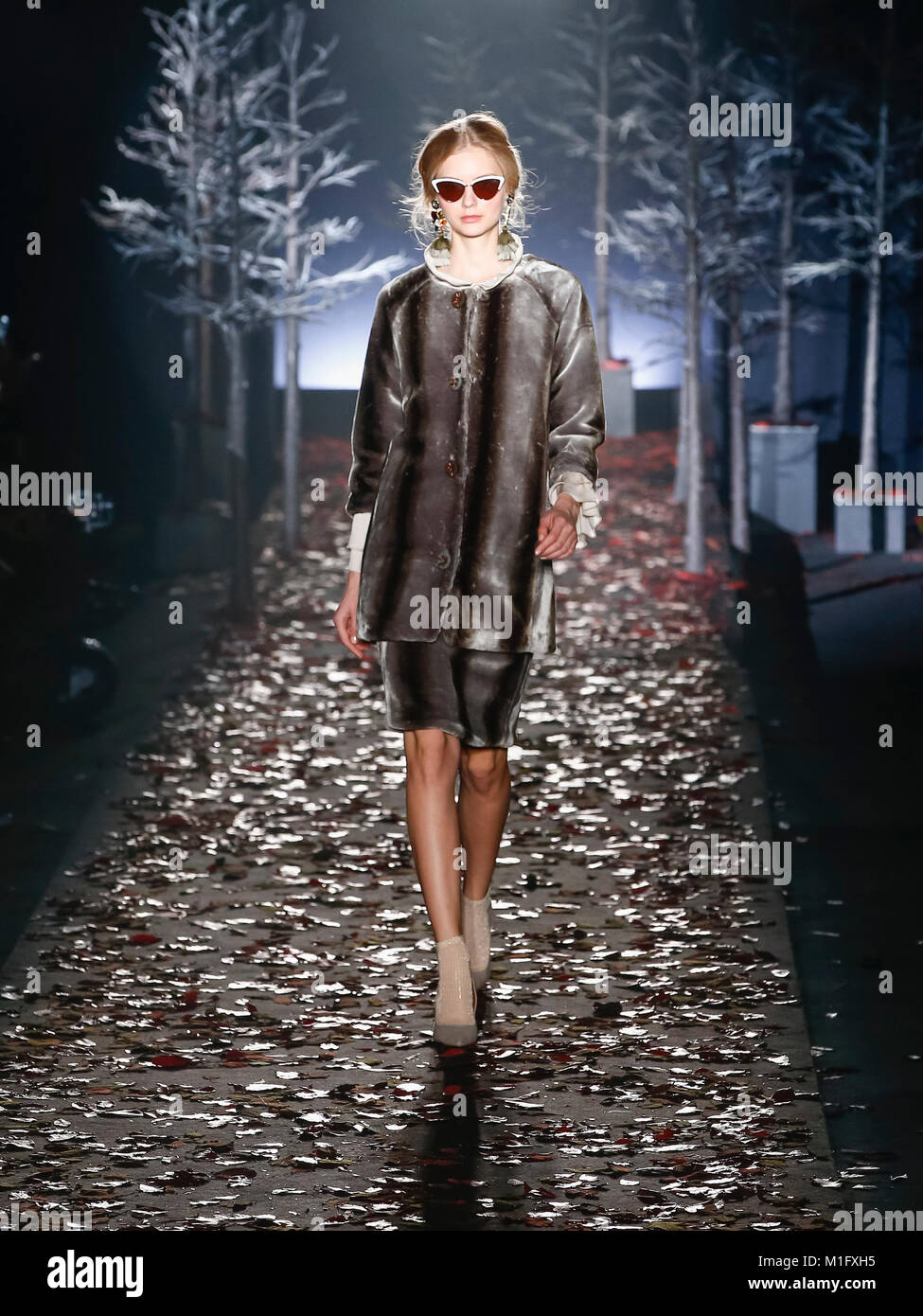 Barcelona, Spain. 30th Jan, 2018. Model wears at collection runway a ...