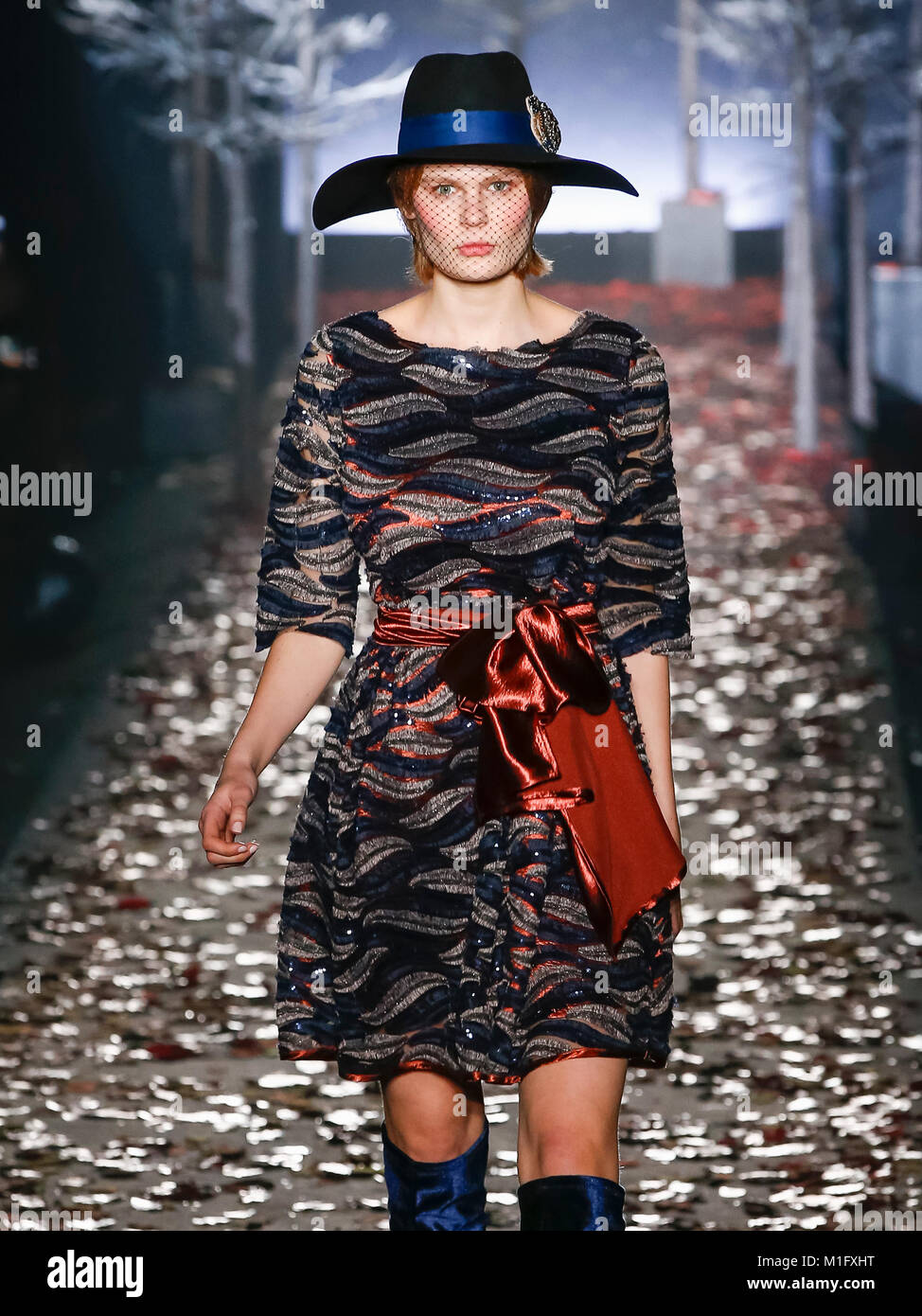 Barcelona, Spain. 30th Jan, 2018. Model wears at collection runway a ...