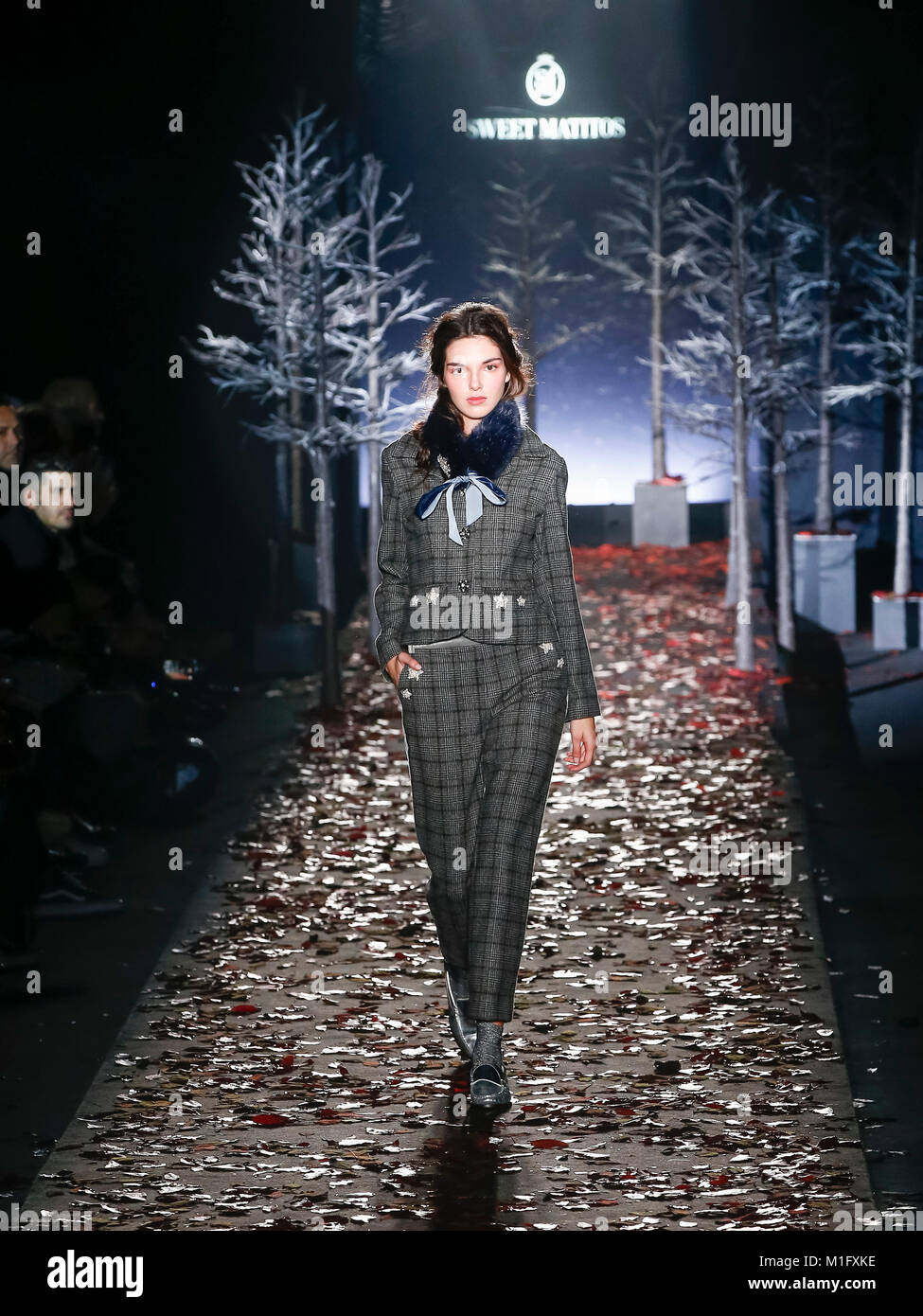 Barcelona, Spain. 30th Jan, 2018. Model wears at collection runway a ...