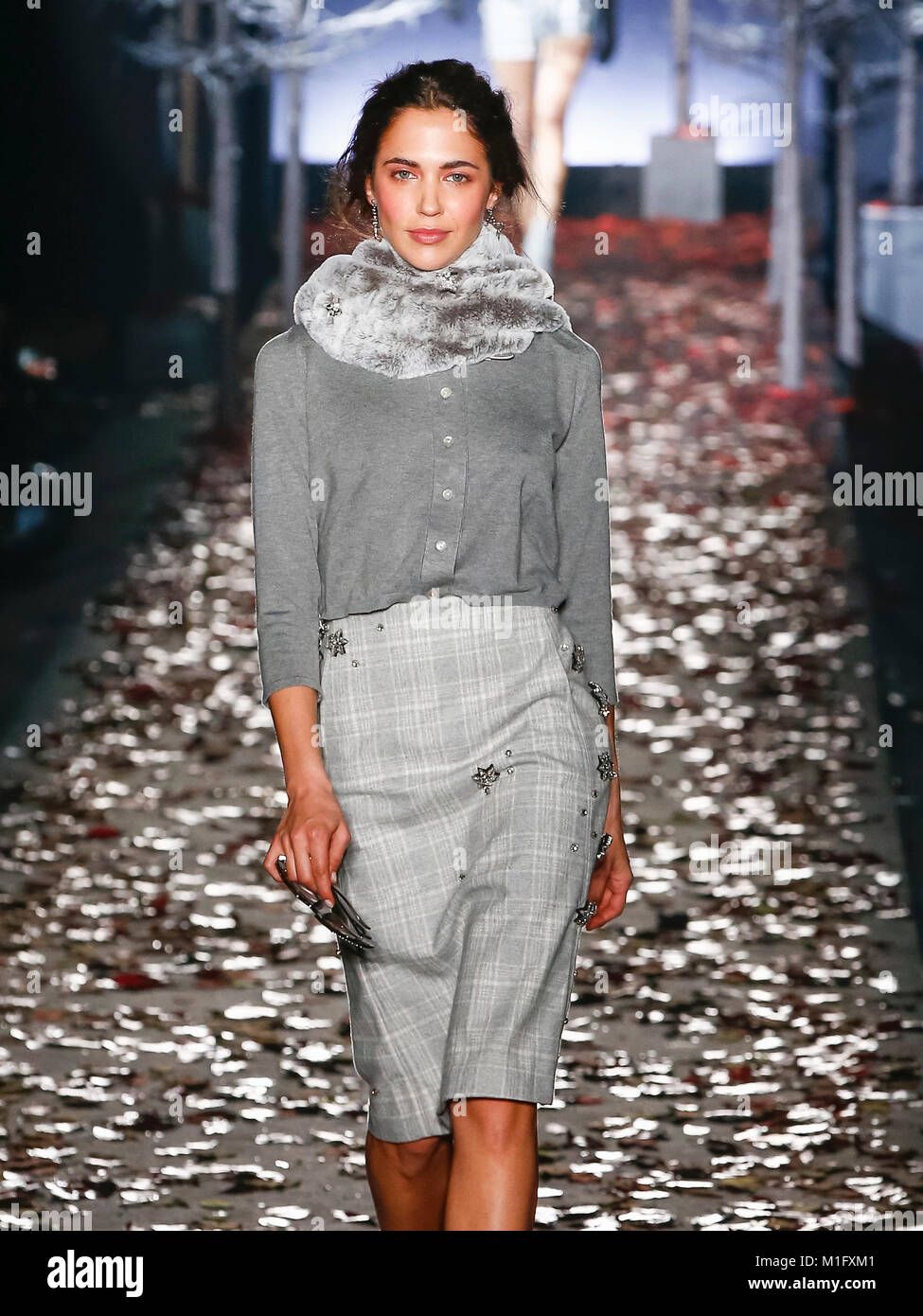 Barcelona, Spain. 30th Jan, 2018. Model wears at collection runway a ...