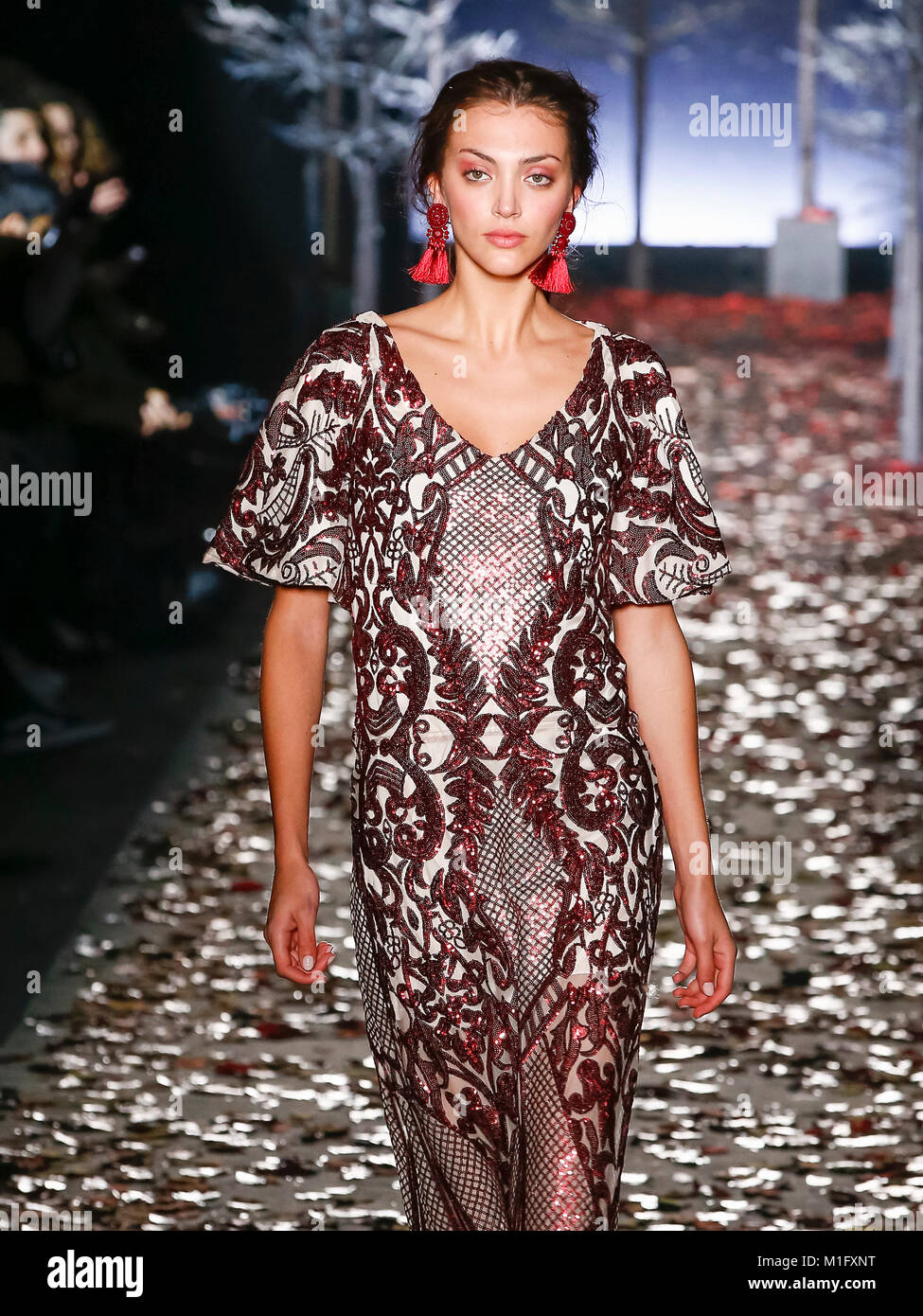 Barcelona, Spain. 30th Jan, 2018. Model wears at collection runway a ...