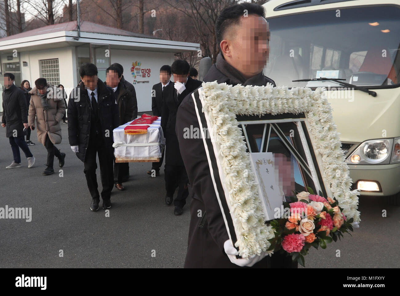 31st Jan, 2018. Funeral for fire victim A funeral for a victim of a ...
