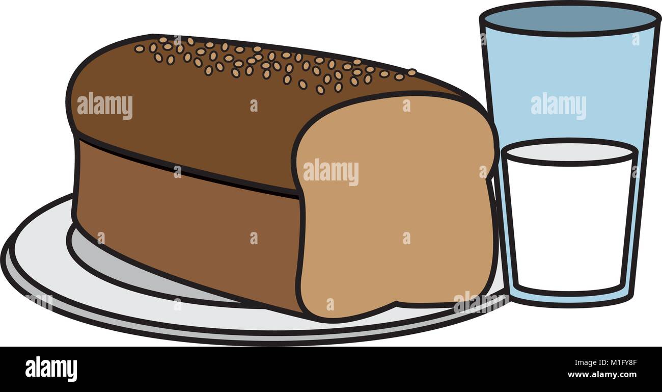 Bread and glass of milk design Stock Vector Image & Art - Alamy